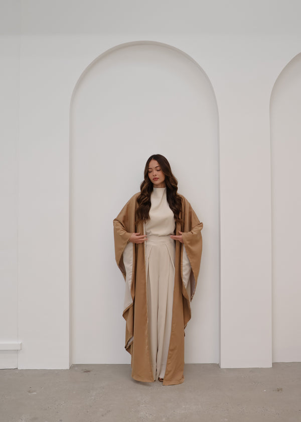 Esme Wave Two Toned Abaya - Tan - Azra the Label